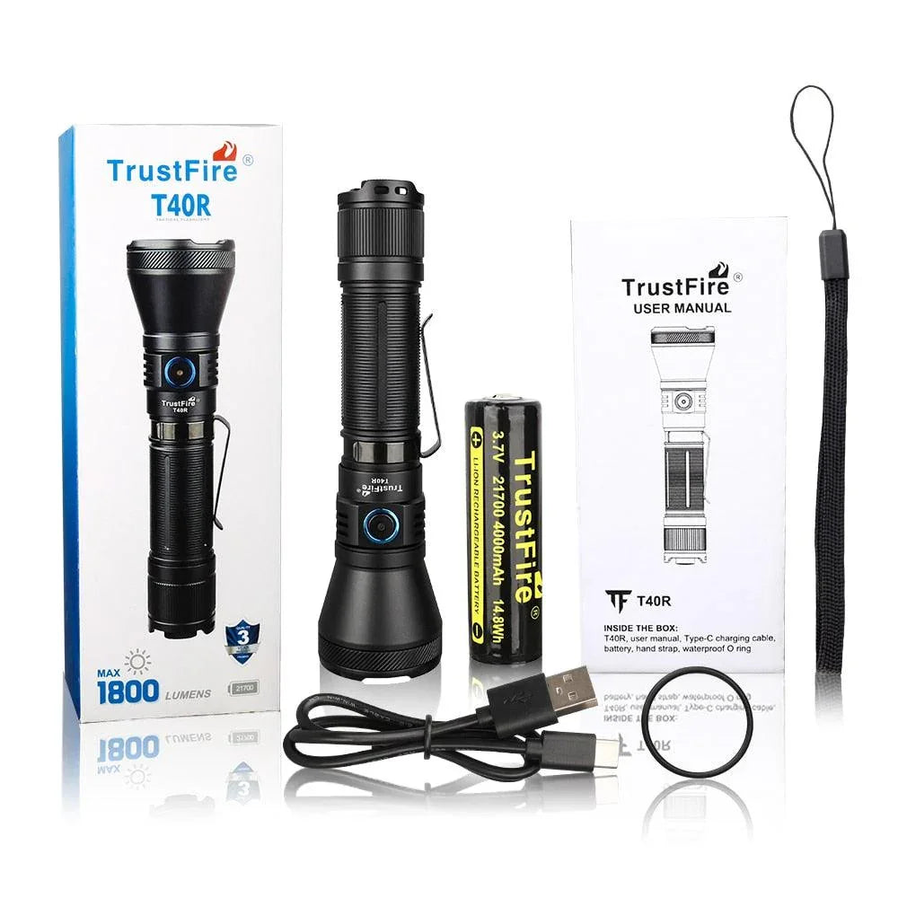 Lanterna Tática TrustFire T40R - LED 1800 Lúmens | Nativo Camping